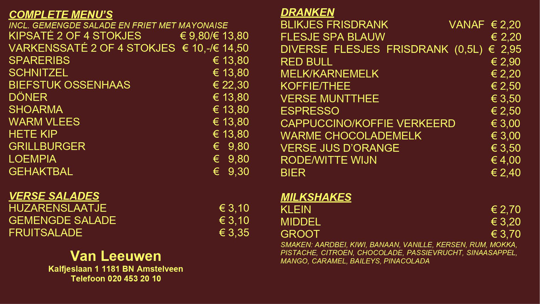 Menus - Van Leeuwen Snacks